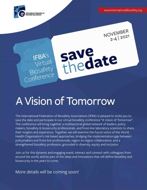 IFBA – International Federation of Biosafety Associations » IFBA Virtual Conference 2021 – Save ...